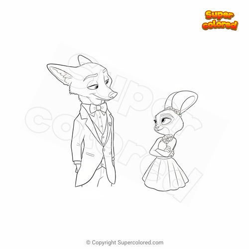 Coloring page Judy Nick Zootopia 2