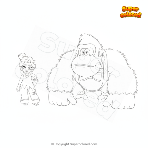 Ausmalbild Donkey Kong con Pauline
