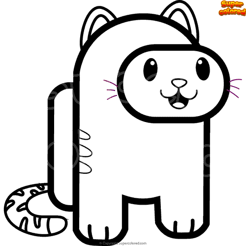 Dibujo Para Colorear Among Us Cat Kawaii
