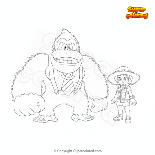 Ausmalbild Donkey Kong Bananza Pauline Safari