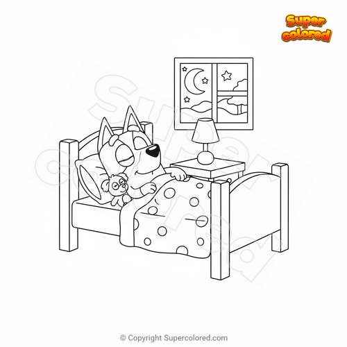 Coloriage Bluey dort