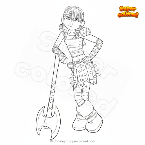 Coloring page Astrid with the axe in How to Train Your Dragon