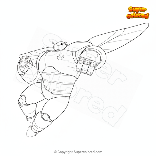 Coloring page Baymax flies Big Hero 6