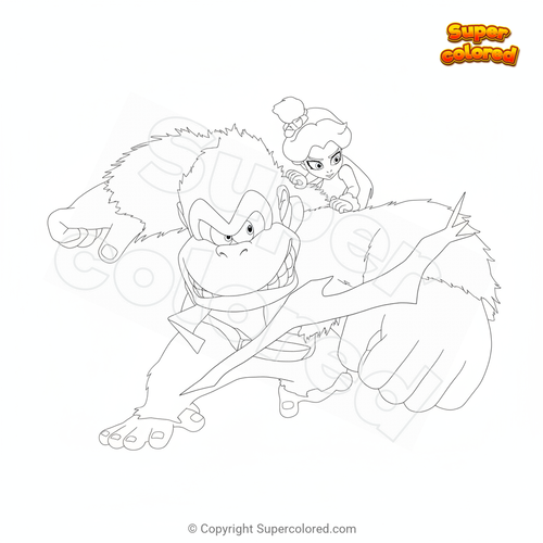 Ausmalbild Donkey Kong Bananza Attacks