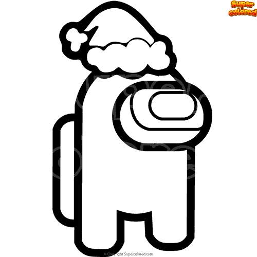 Dibujo Para Colorear Among Us Santa Hat