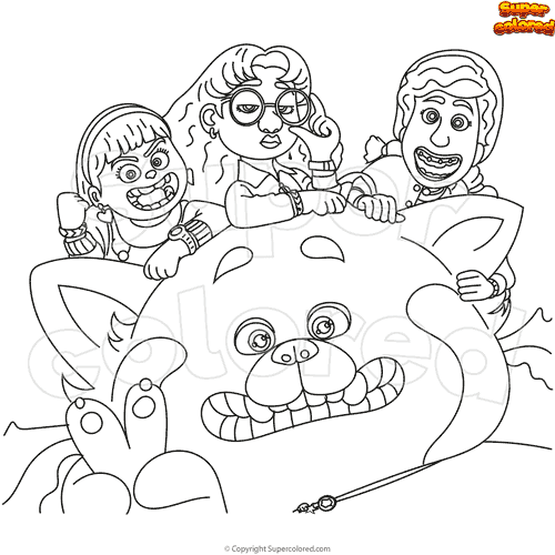 Dibujo para colorear Turning Red con amigos - Supercolored.com Dibujo para colorear Turning Red con amigos - Supercolored.com
