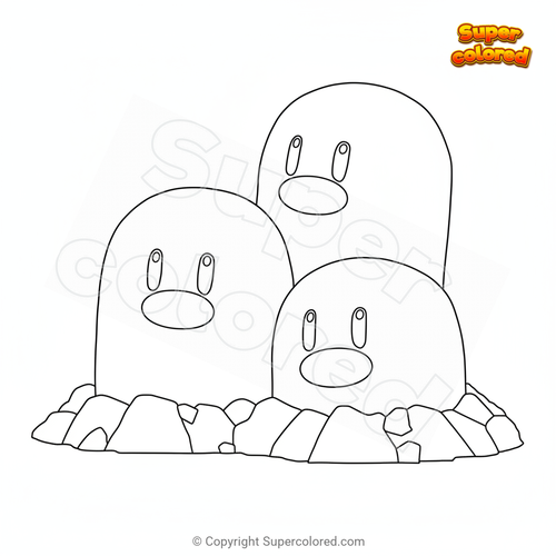 Coloring page Dugtrio Pokemon Pokopia
