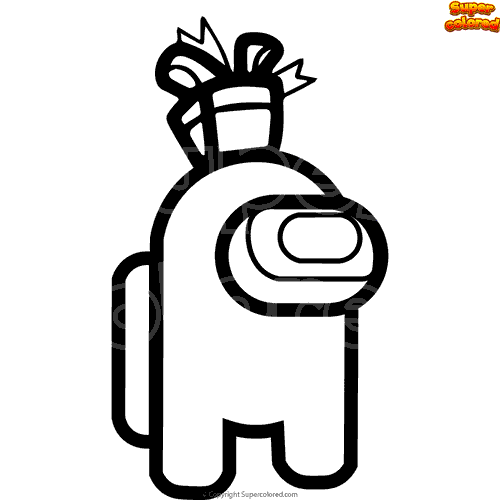 Dibujo Para Colorear Among Us Present Hat
